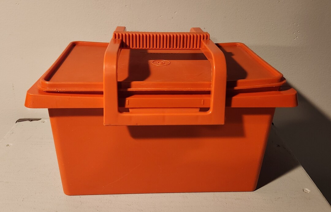 Tupperware Carryall Storage Container With LID & HANDLE 1431 Orange ...