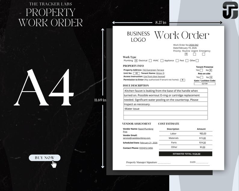 Property Management Work Order | Maintenance Request Form for Landlords ...