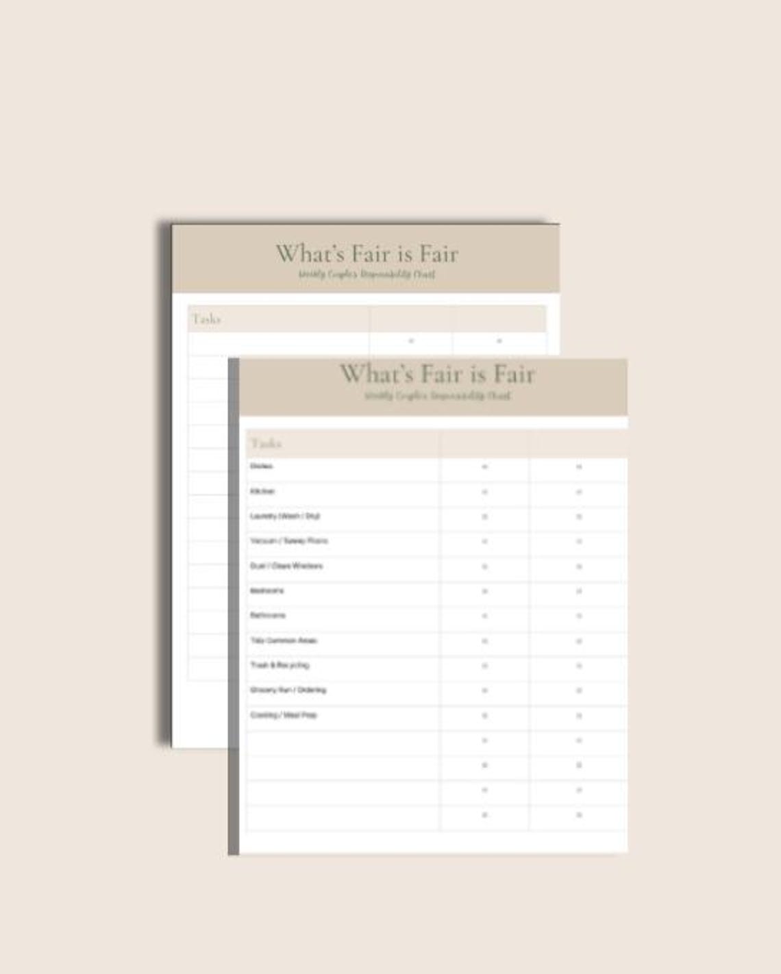 Couples Responsibility Chart Bundle Printable | Guided + Blank ...