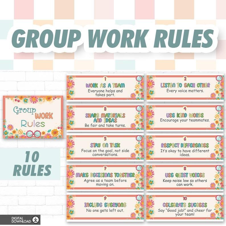Group Work Rules Posters | Teamwork Classroom Posters | Cooperative ...