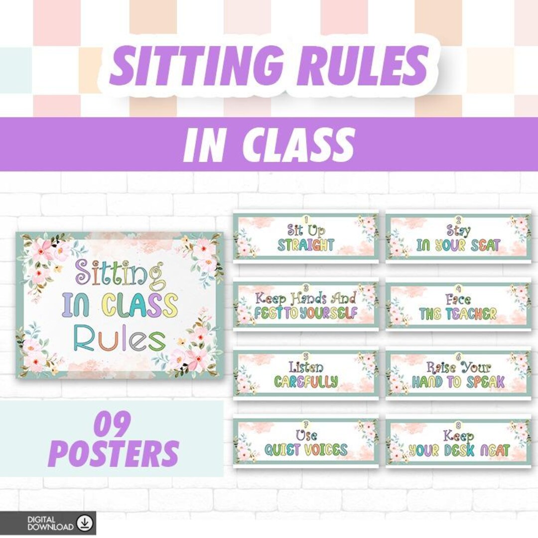 Sitting Rules in Class Posters | Classroom Behavior Posters | Desk ...