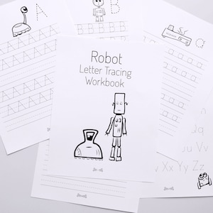 Letter Tracing Workbook With Robots - PDF Download - Etsy