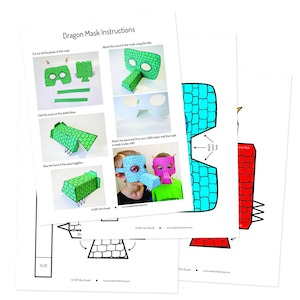 Printable Dragon Masks - Colored Papercrafts for Kids - Etsy
