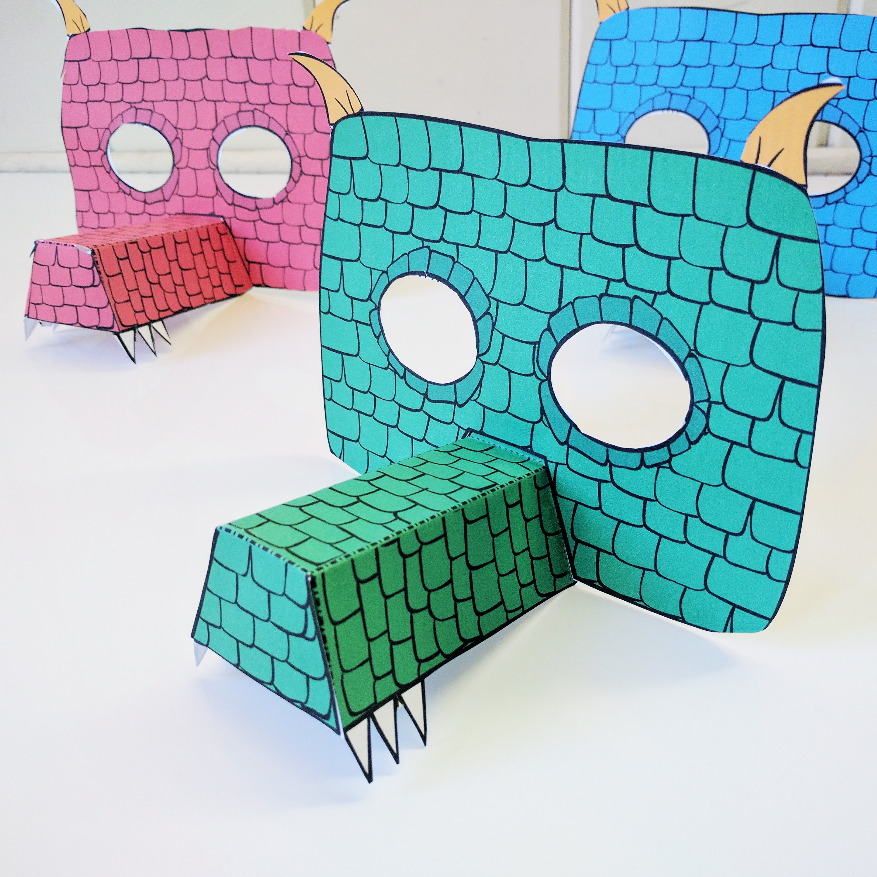 Printable Dragon Masks - Colored Papercrafts for Kids - Etsy