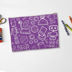 Purple Kids Robot Pencil Pouch - Etsy