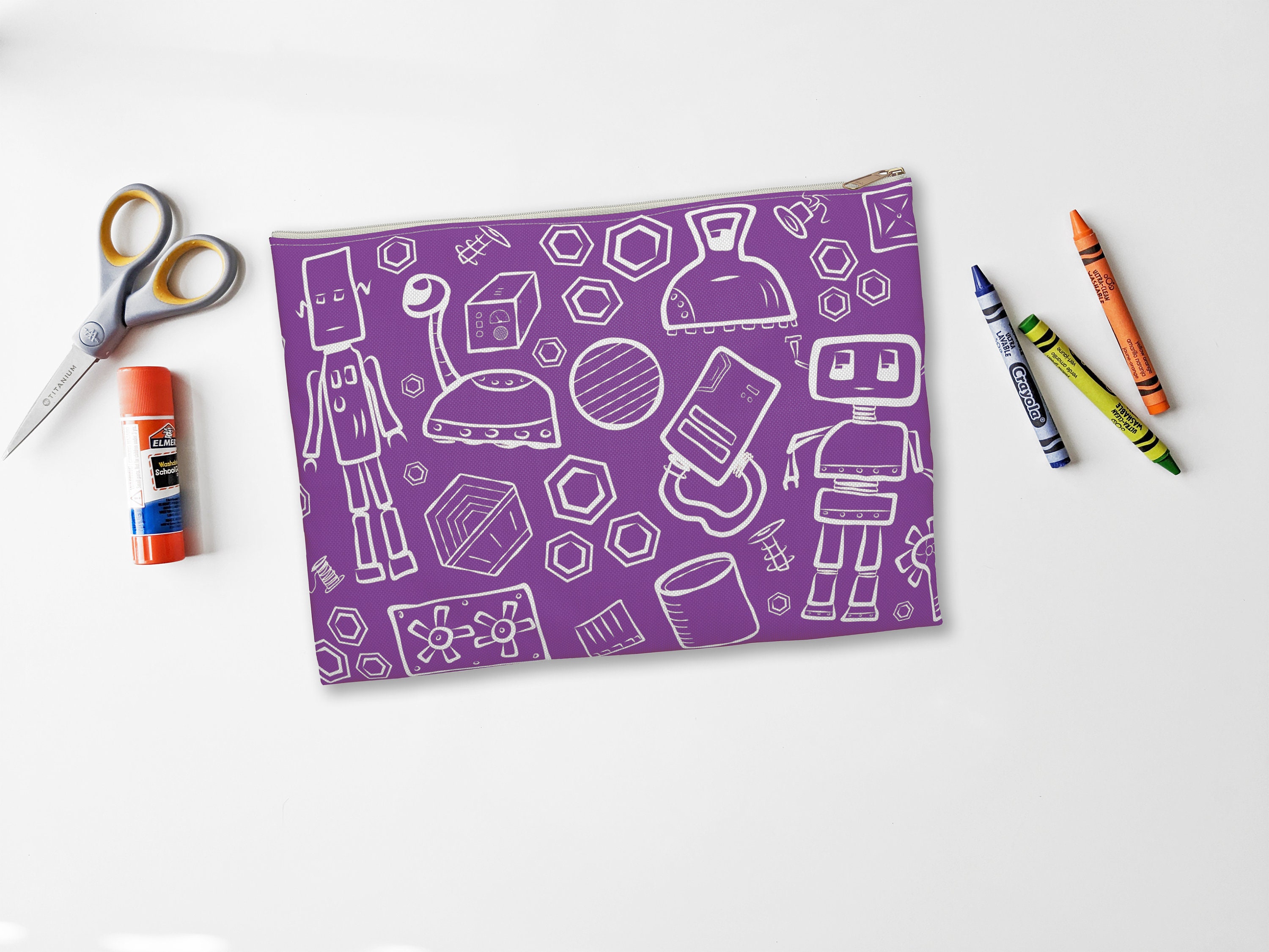 Purple Kids Robot Pencil Pouch - Etsy
