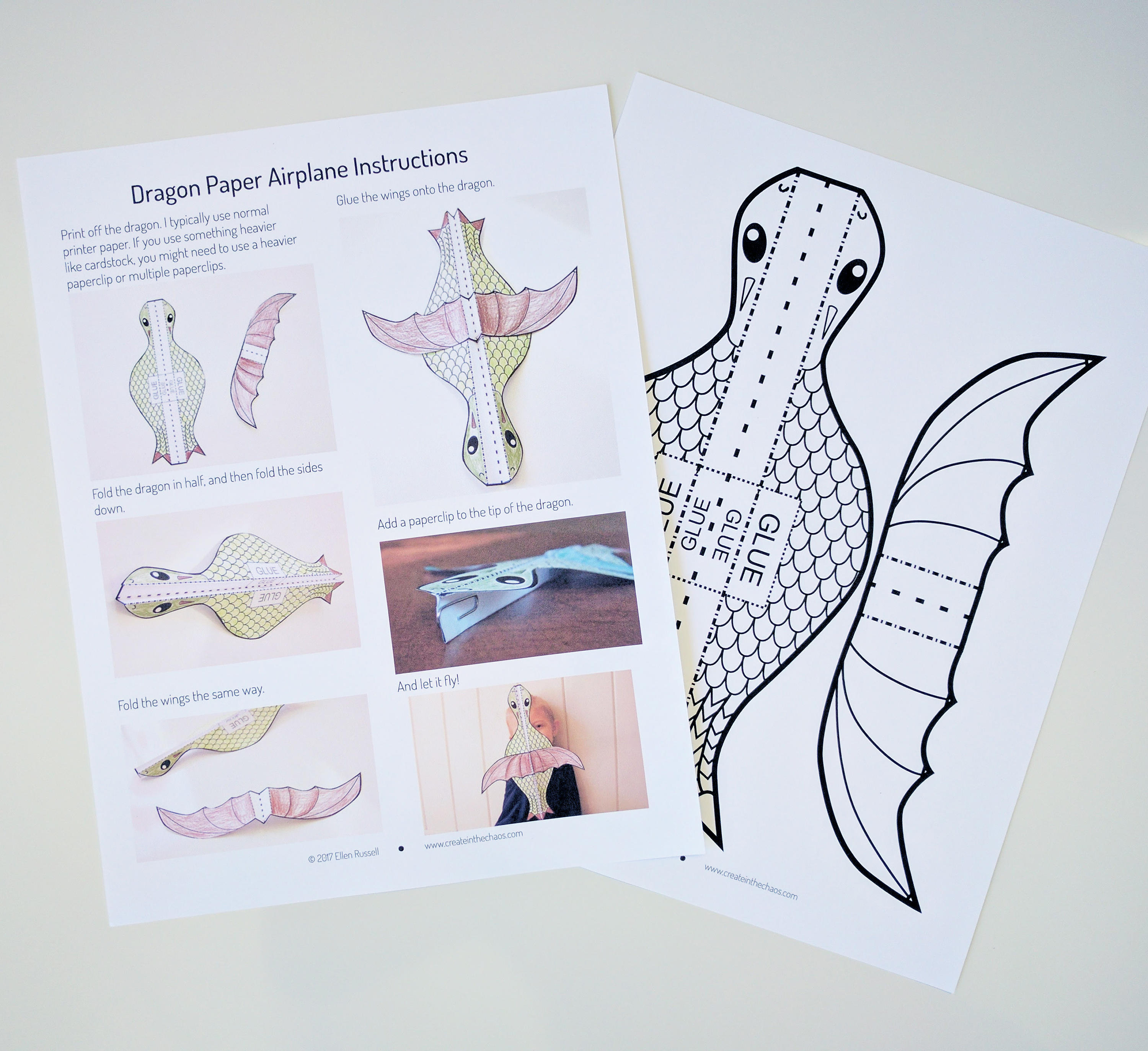 Dragon Paper Airplane Craft – Kids DIY Activity, Printable Template ...