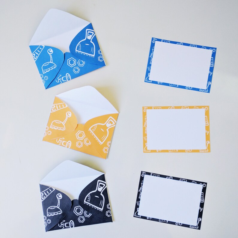 Robot Printable Notecards and Envelopes - Etsy