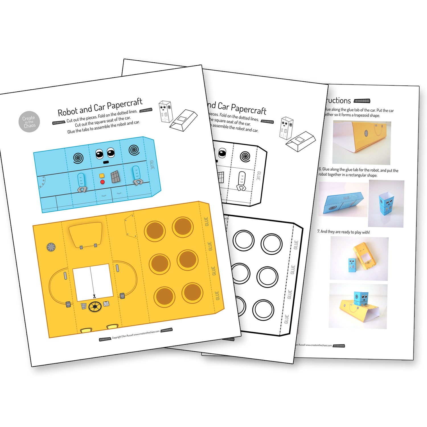 Printable Crafts - Robot and Car Activity for Kids - Etsy