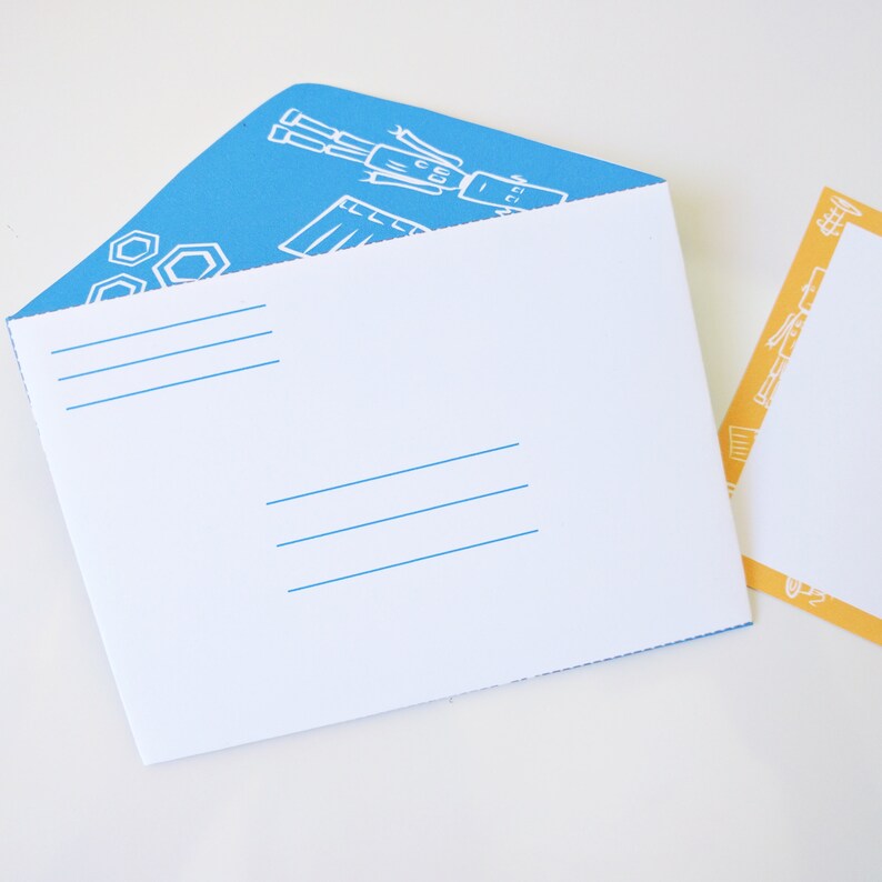 Robot Printable Notecards and Envelopes - Etsy