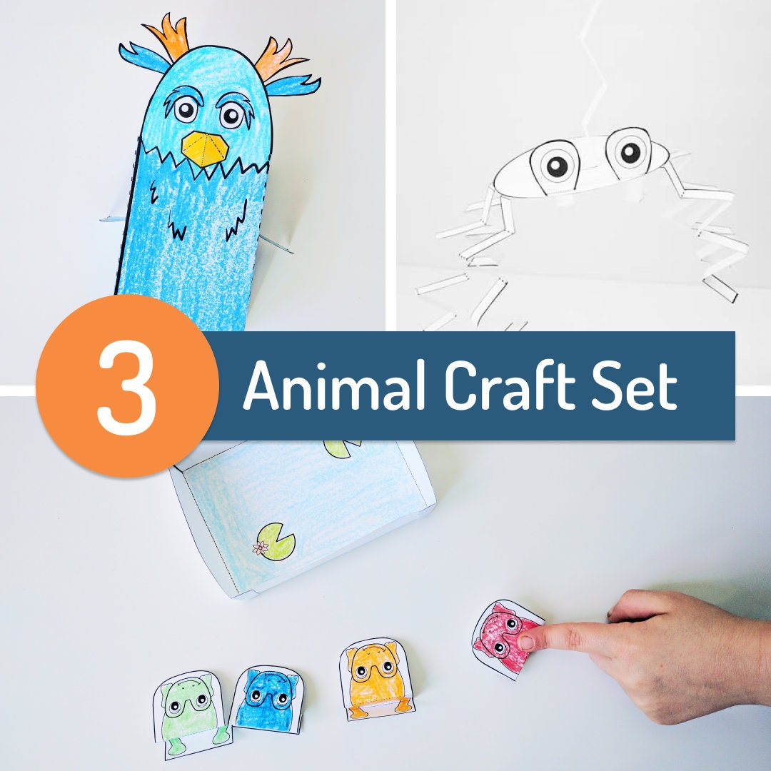 Mini Animal Papercraft Set - 3 Printable Crafts - Etsy