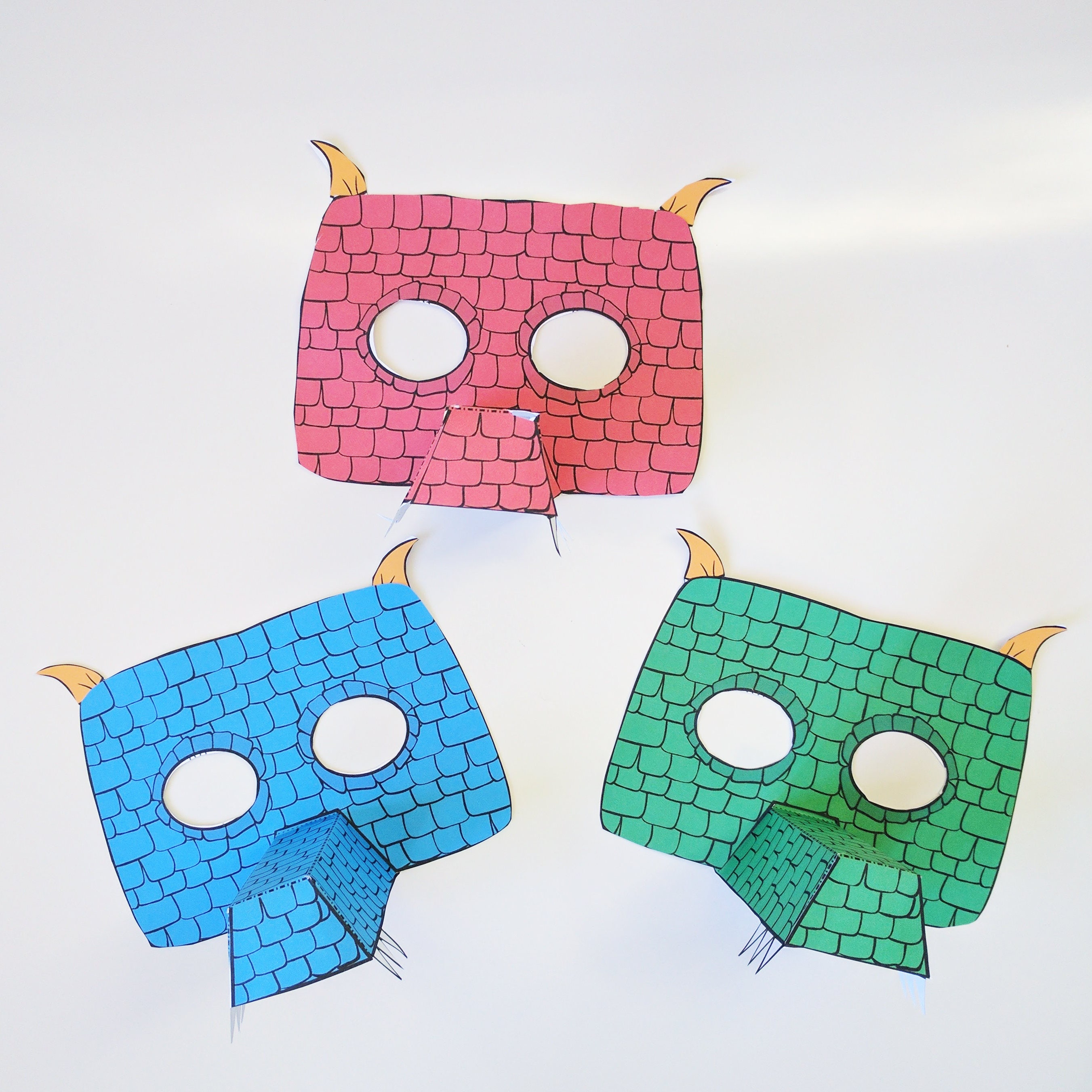 Printable Dragon Masks - Colored Papercrafts for Kids - Etsy