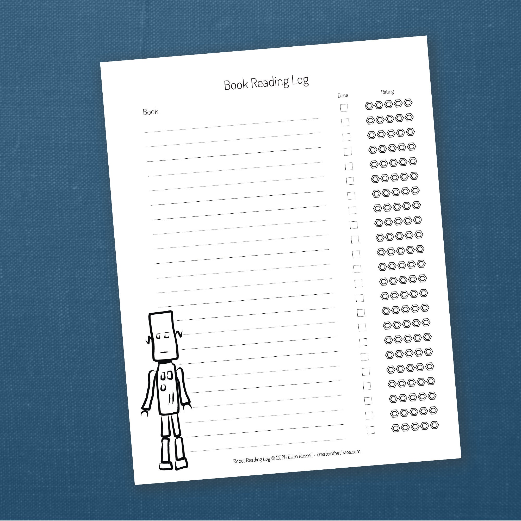 Kids Robot Printable Reading Log & Journal - Etsy