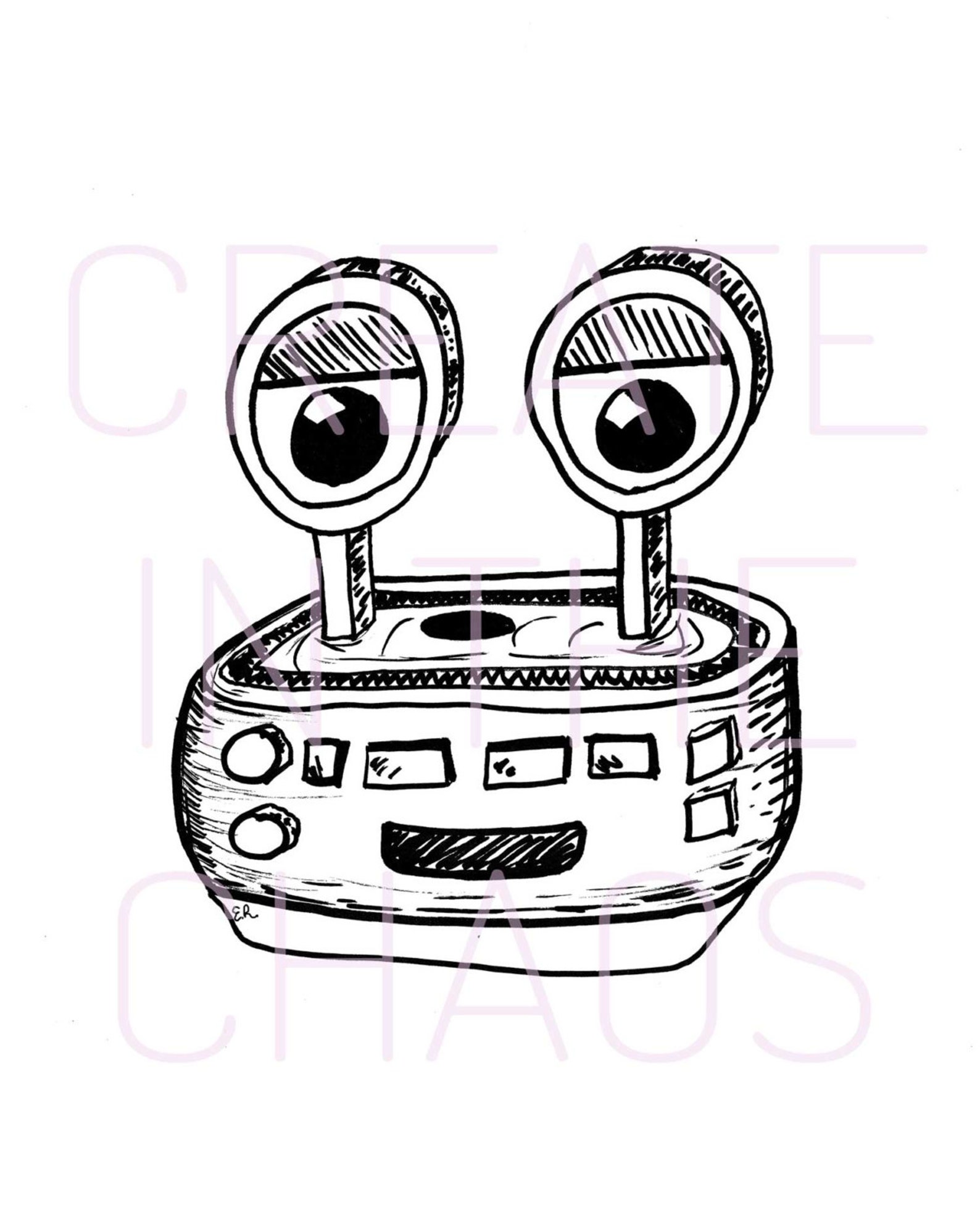 Printable Robot Art Print - 3 Set of Black and White Digital Sketches ...