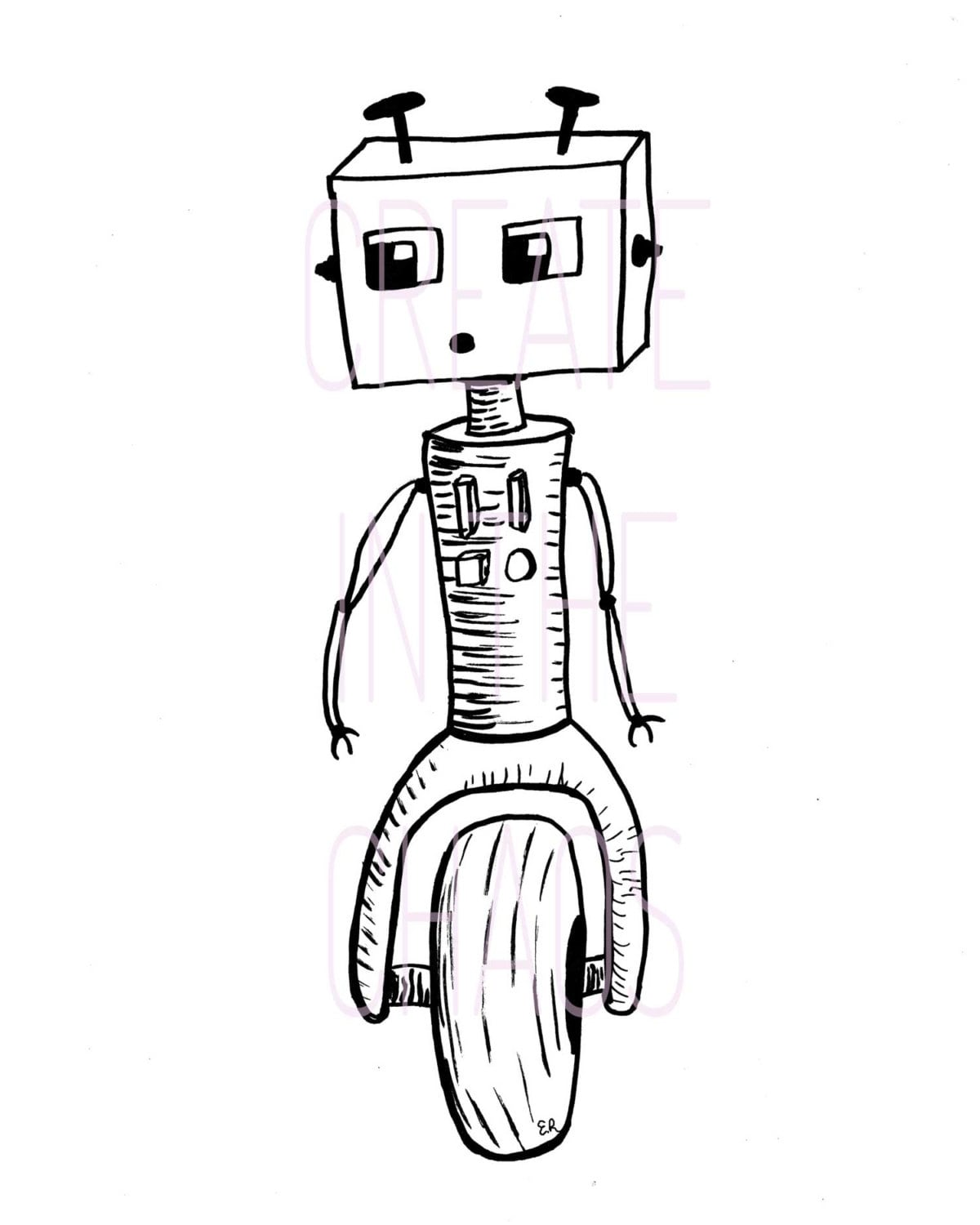 Printable Robot Art Print - 3 Set of Black and White Digital Sketches ...