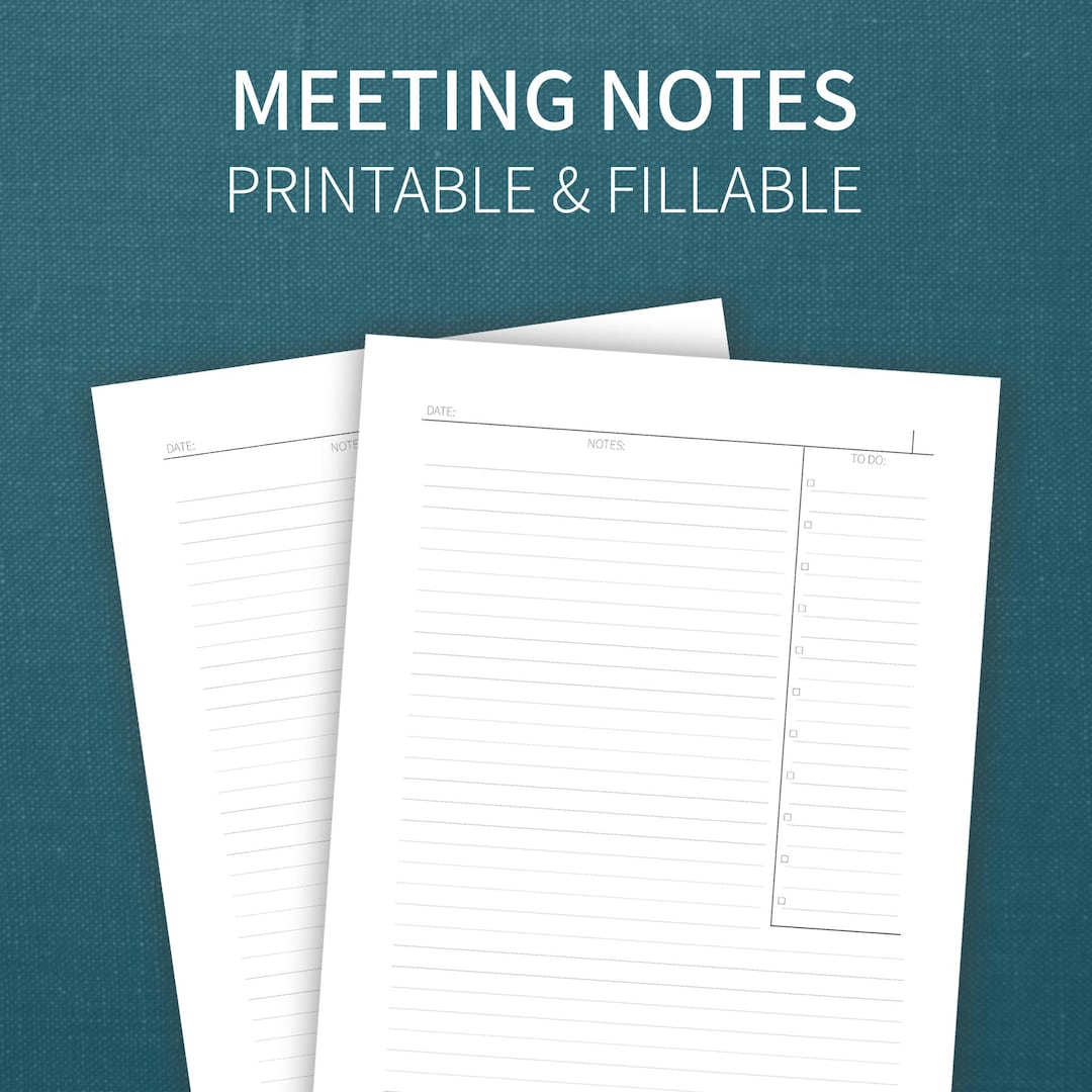 Meeting Notes Printable - Minimal and Fillable - Etsy