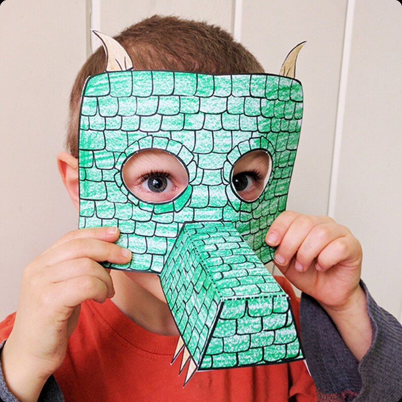 Printable Dragon Masks - Colored Papercrafts for Kids - Etsy