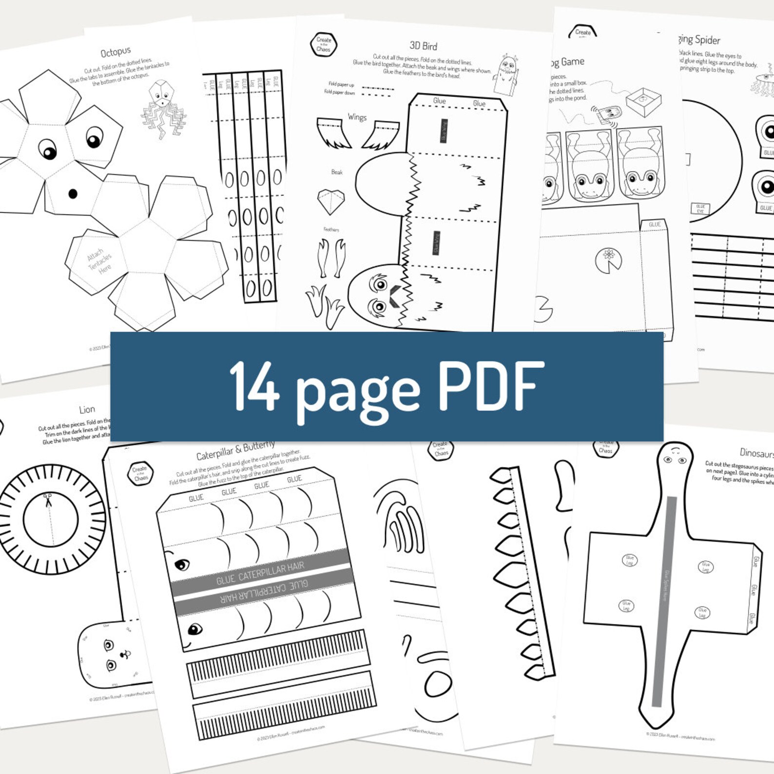 Animal Craft Set 7 Printable Papercrafts - Etsy