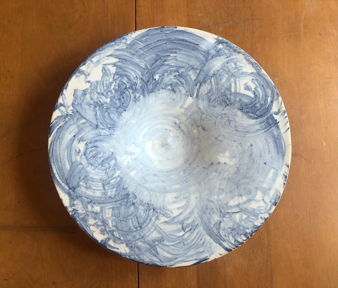 Wide Angular Serving Bowl – Handmade Wheelthrown Ceramic With Mat Glaze ...