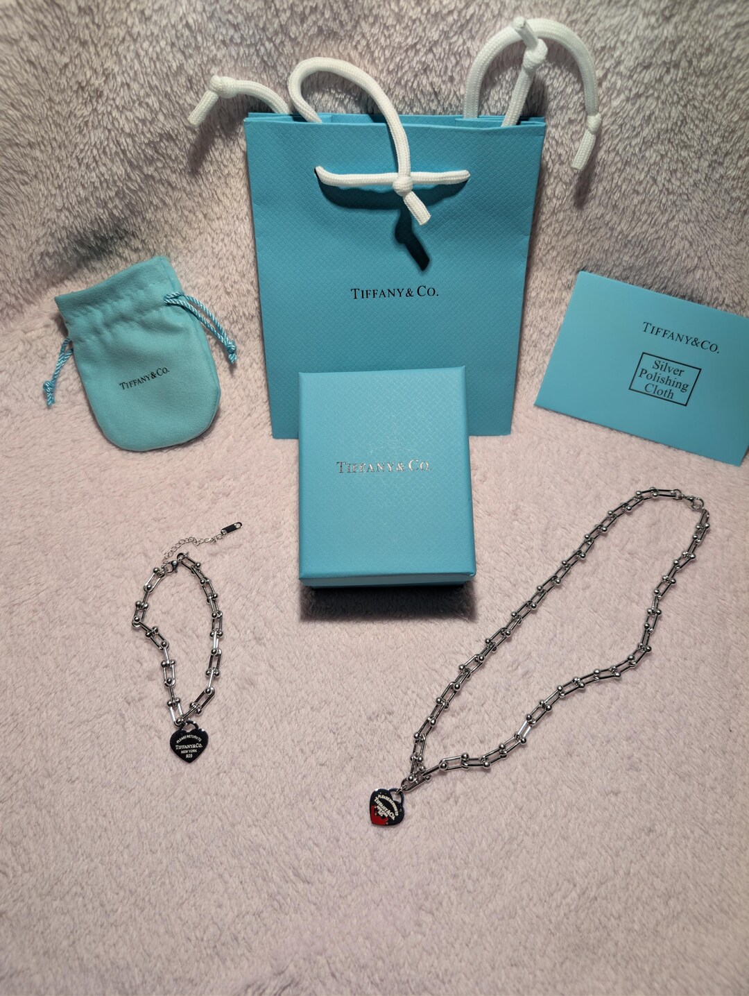 Tiffany&co 925 Silver Thick Horseshoe Necklace and Bracelet Set With ...