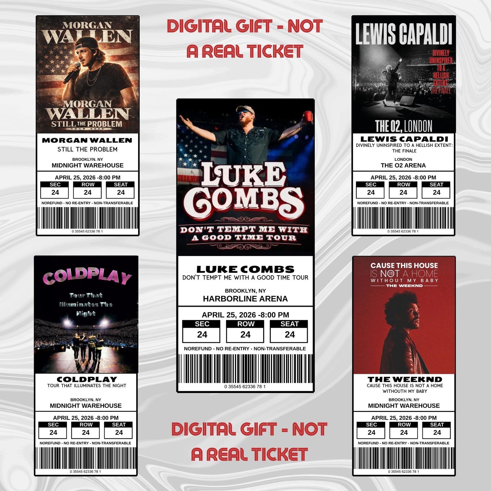 Custom Concert Ticket Stub, Personalized Printable Event Ticket ...