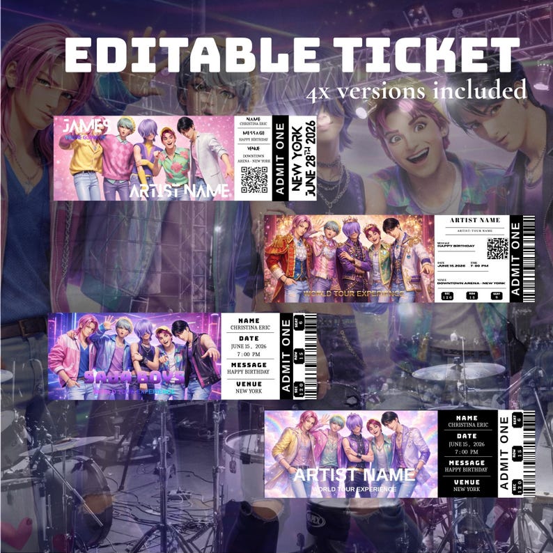 K-POP Demon Hunter Birthday Editable Concert Ticket Template ...