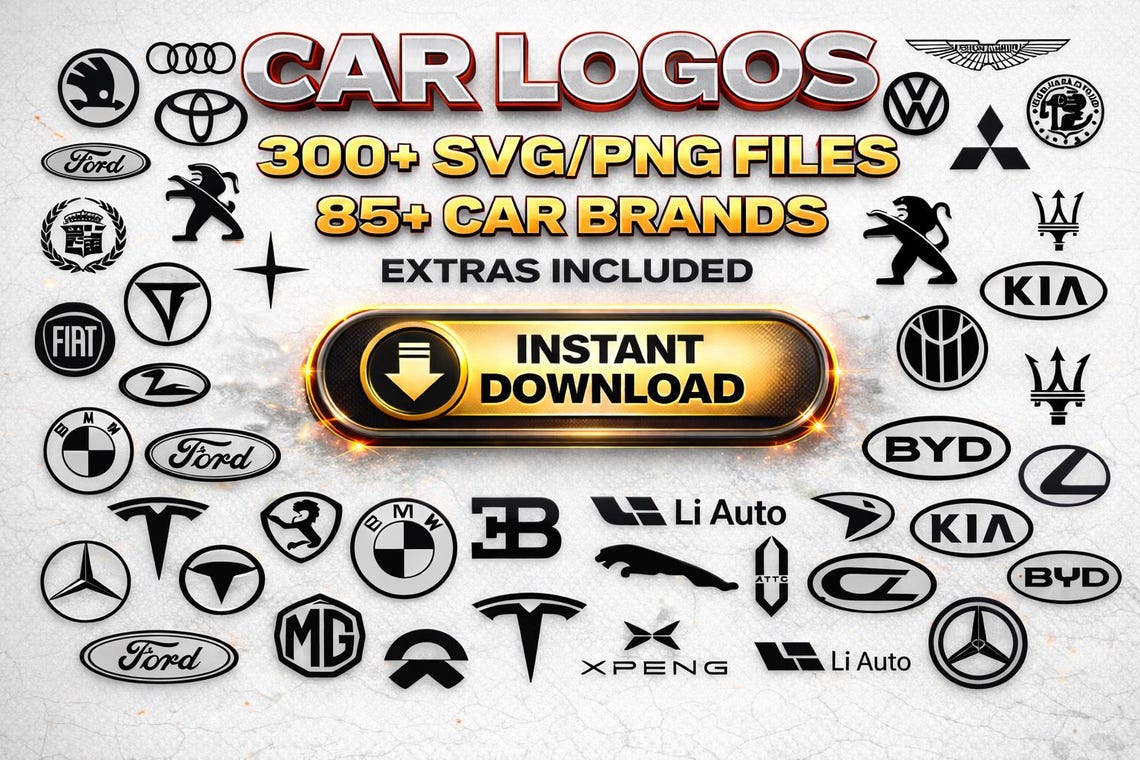 Car Logo SVG Bundle 300+ | 85+ Car Brands Logos PNG Transparent | Auto ...