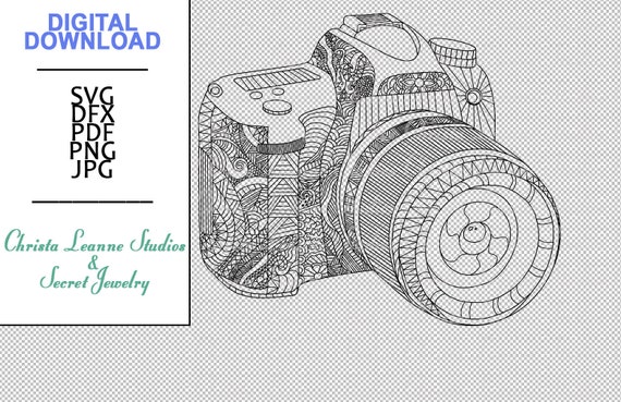 Camera Mandala/zentangle SVG DXF Jpg Png Pdf Digital File - Etsy