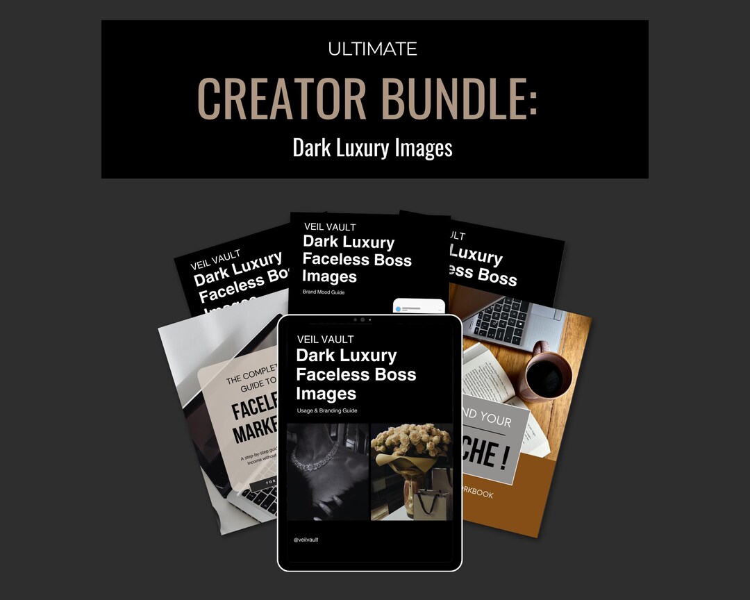 Creator Bundle: Dark Luxury Images + Faceless Marketing Guides | PLR ...