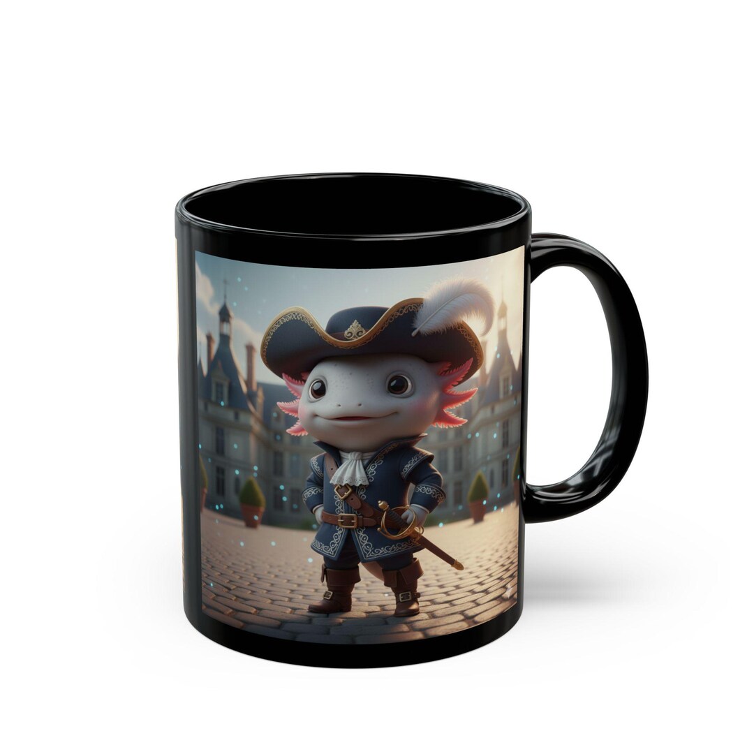 Axolotl Musketeer Mug | Black Ceramic Coffee Cup - Etsy