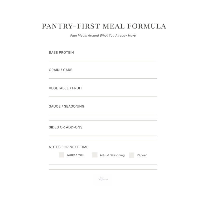 Pantry First Meal Formula | Meal Planning Guide | Use What You Have ...