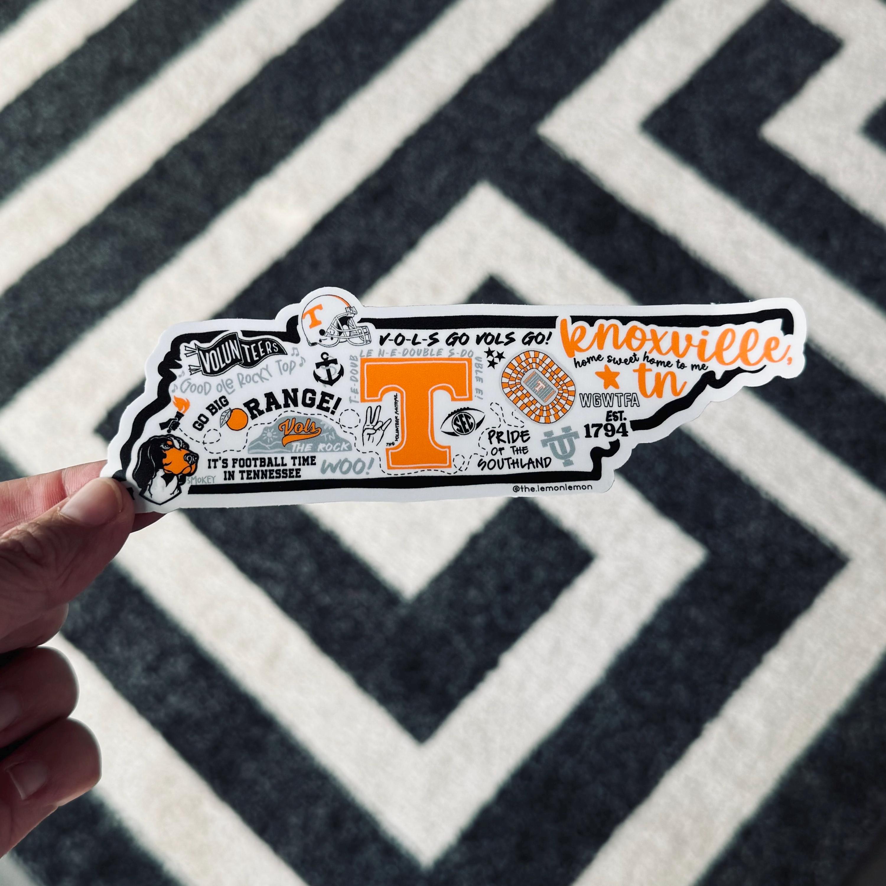 Tennessee State Collage Sticker • TN Football Fan Gift • Vinyl Decal ...