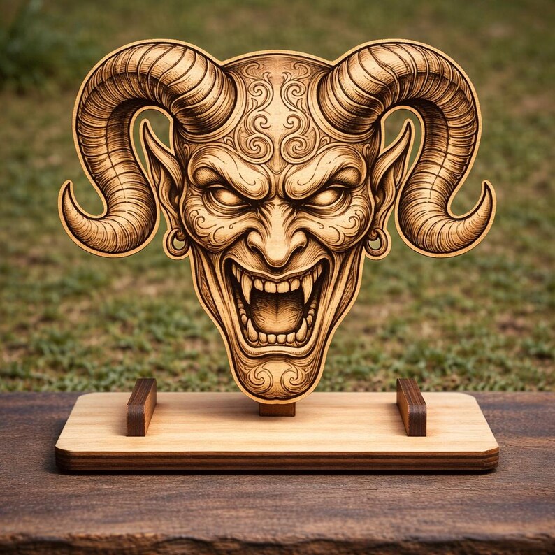 Demon Face – 3D Illusion Laser Engraving Design | Dark Fantasy, Gothic ...