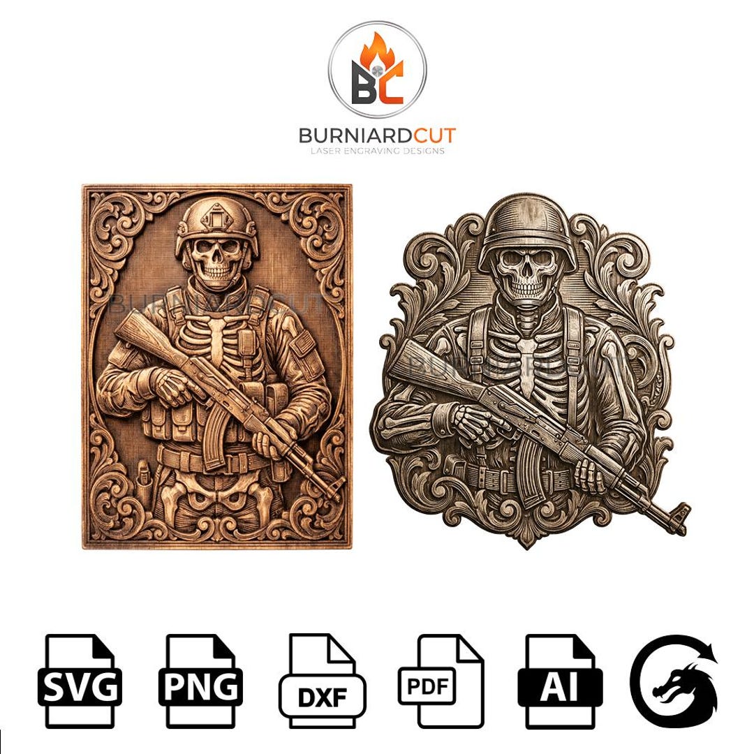 Skull Soldiers Bundle – 3D Illusion Laser Engraving Designs | Military ...