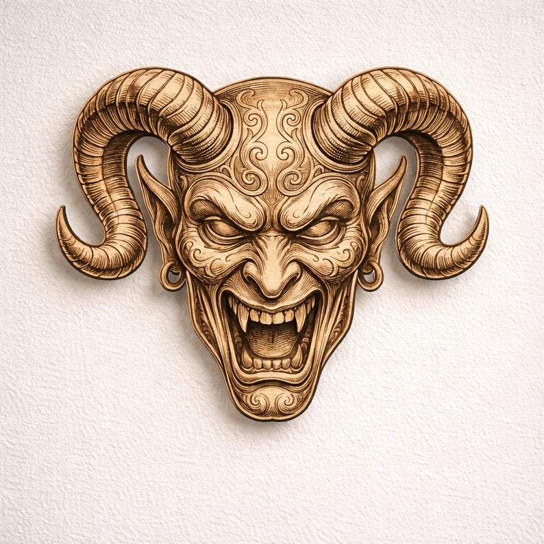 Demon Face – 3D Illusion Laser Engraving Design | Dark Fantasy, Gothic ...