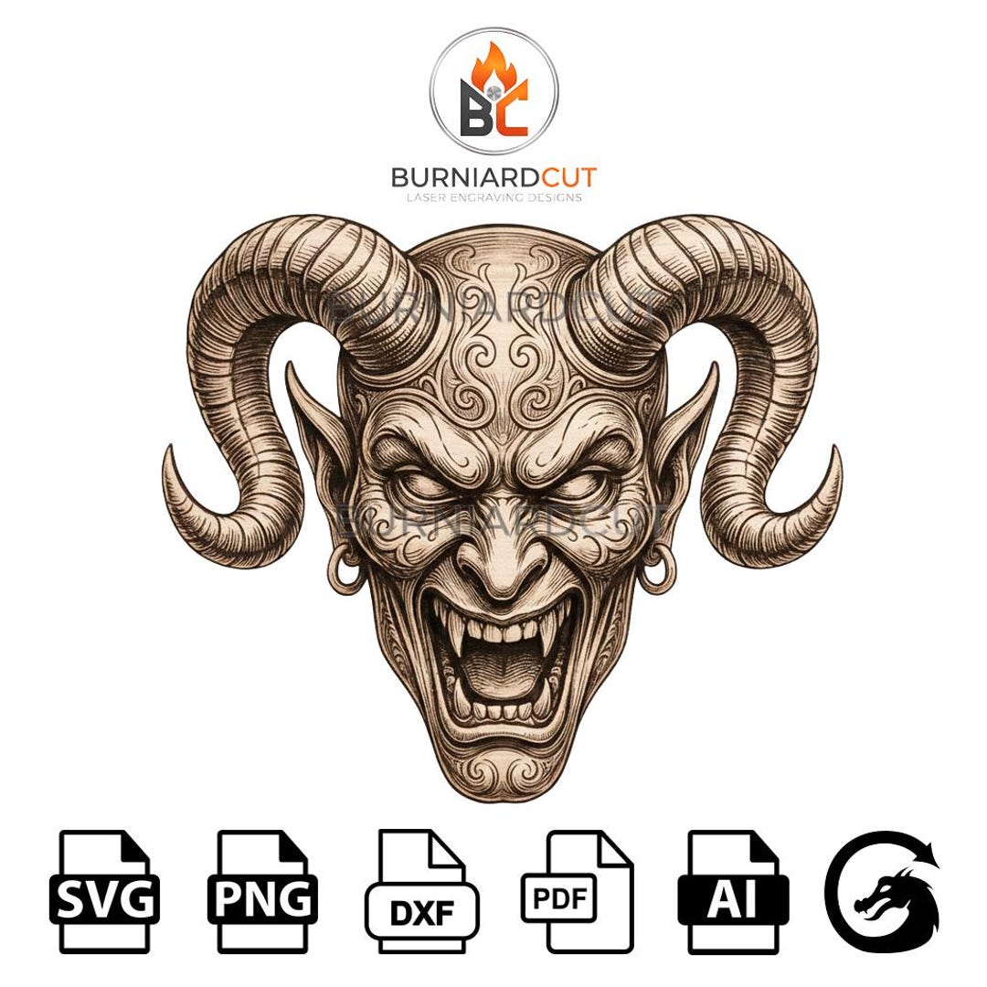 Demon Face – 3D Illusion Laser Engraving Design | Dark Fantasy, Gothic ...