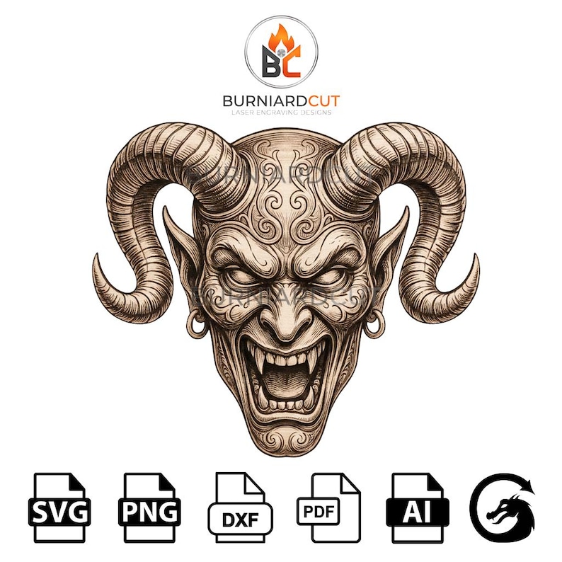Demon Face – 3D Illusion Laser Engraving Design | Dark Fantasy, Gothic ...