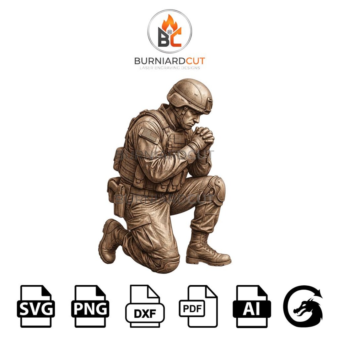 Praying Soldier – 3D Illusion Laser Engraving Design | Faith, Honor ...
