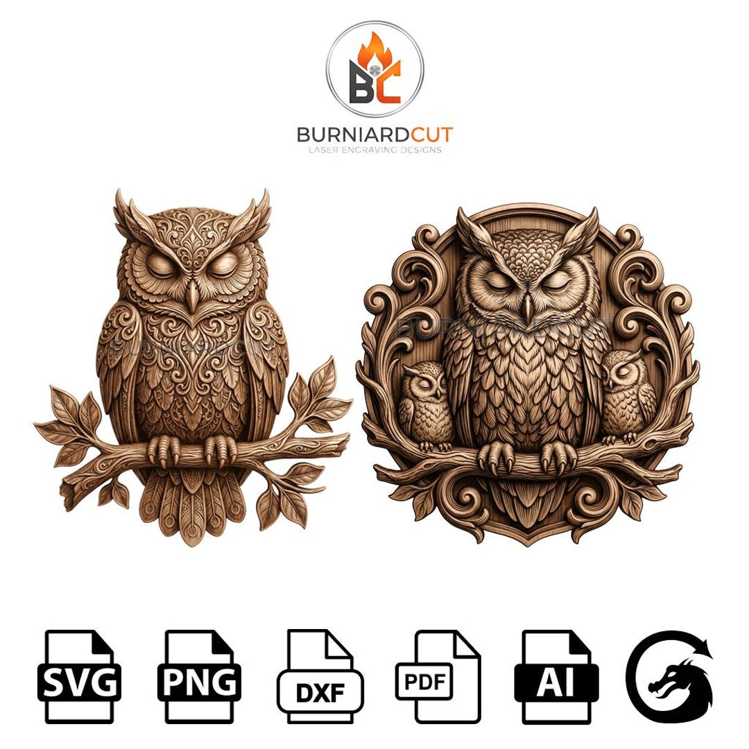 Owls Bundle – 3D Illusion Laser Engraving Designs | Wisdom, Nature ...