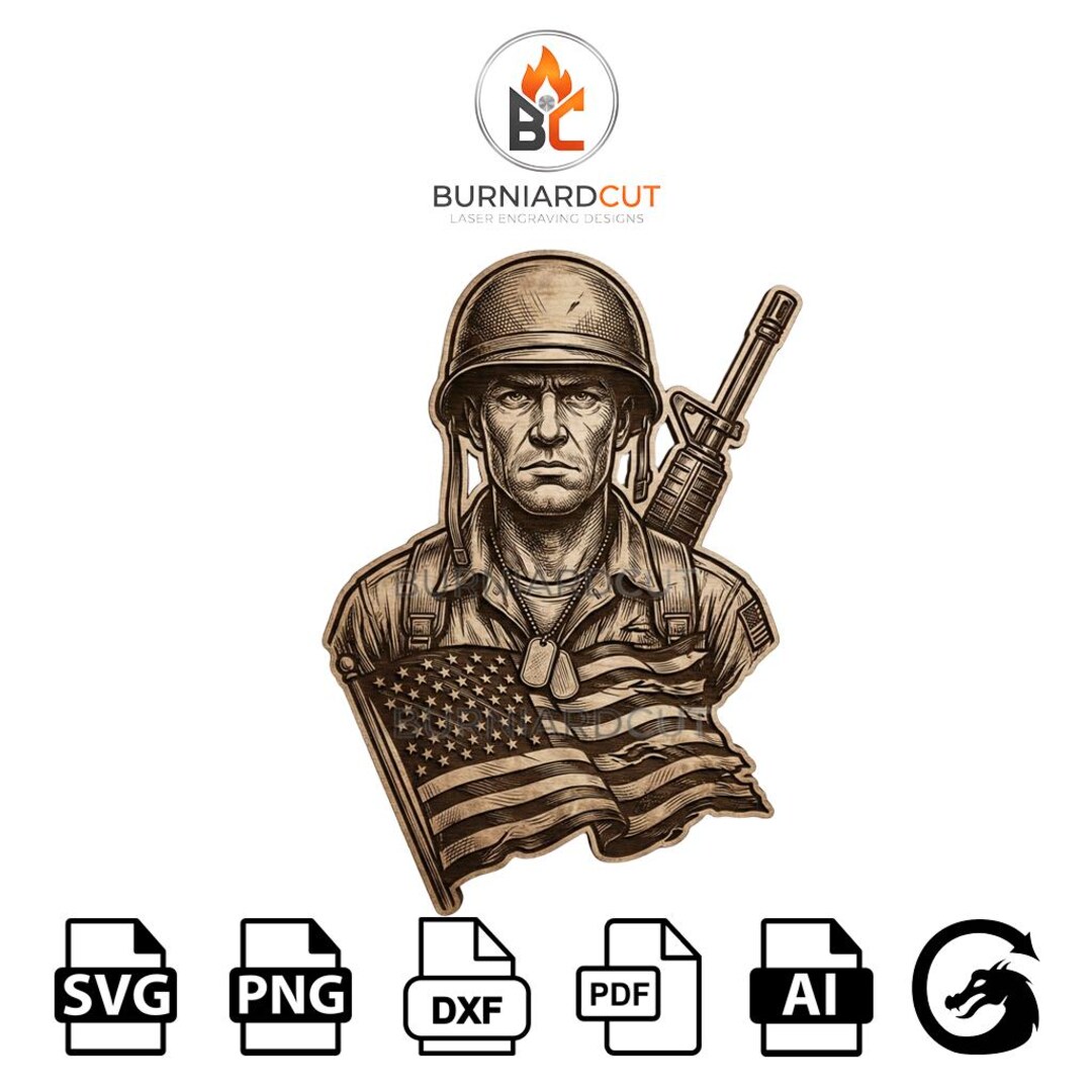 USA Soldier Engraving Design – Laser Cut Files Svg Dxf Ai Png Pdf ...