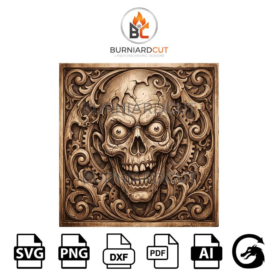 Zombie Face – 3D Illusion Laser Engraving Design | Horror Art, Undead ...
