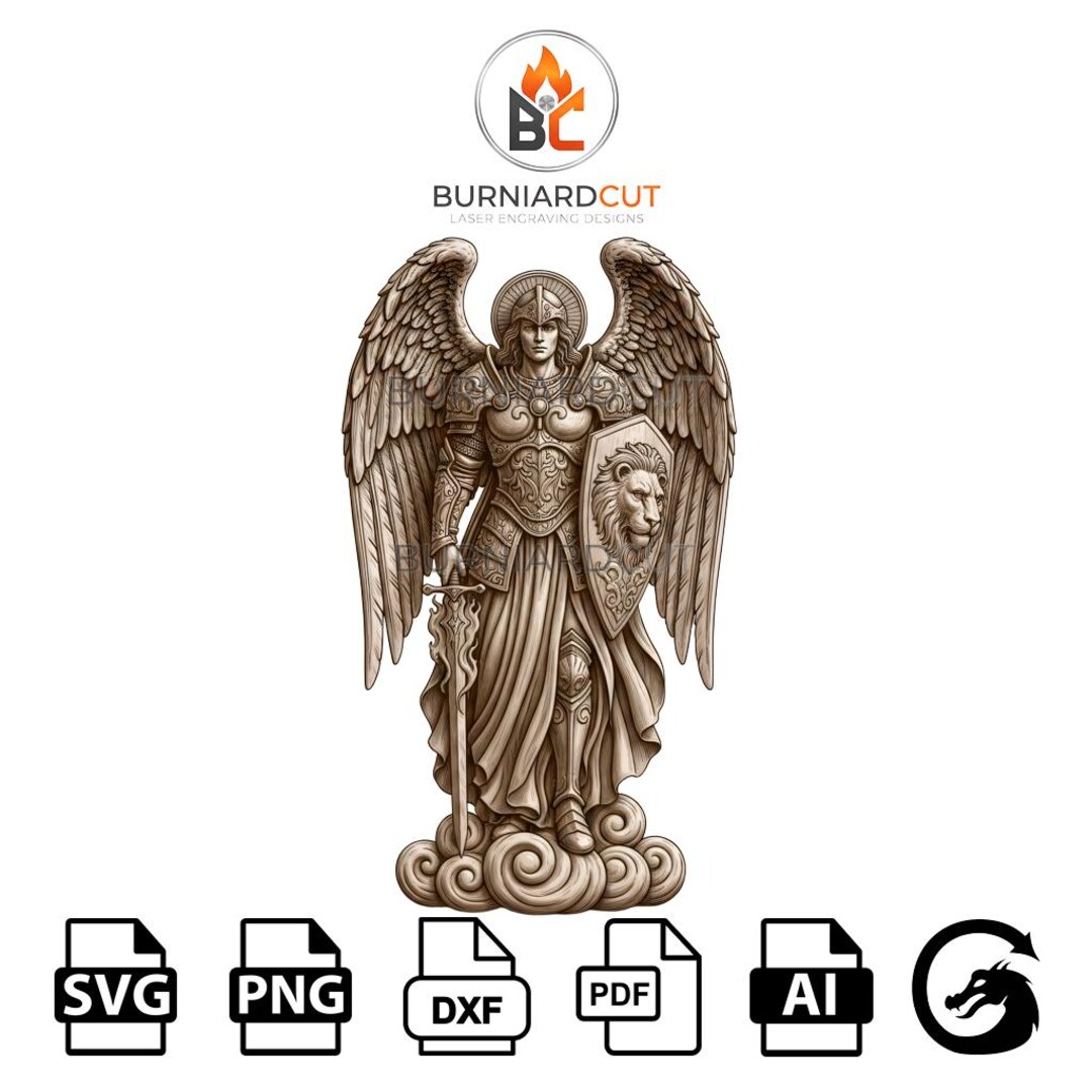 Archangel Statue – 3D Illusion Laser Engraving Design | Angelic ...