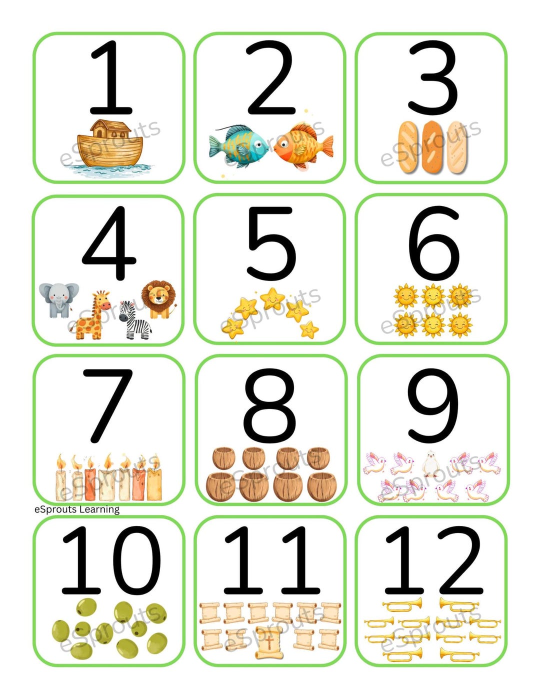Bible Numbers 1–12 Printable for Kids | Christian Counting Chart ...