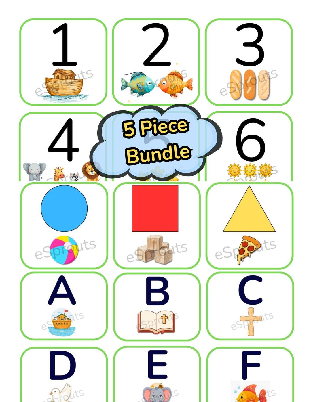 Bible Basics Preschool Bundle (5 PDF Set) – Abcs, Numbers, Shapes ...