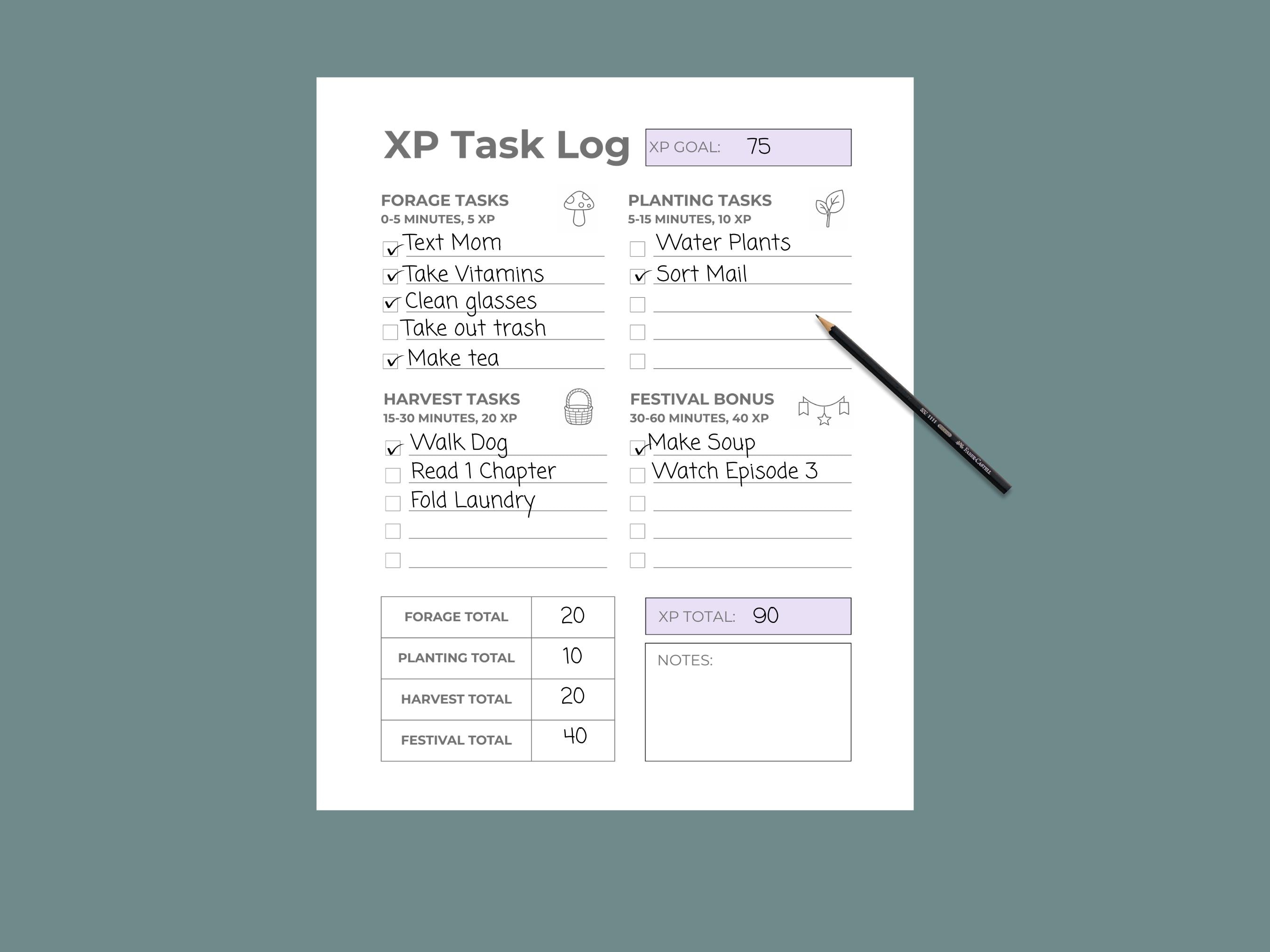 Gamified Printable Task Tracker | Daily or Weekly | ADHD Planner | US ...