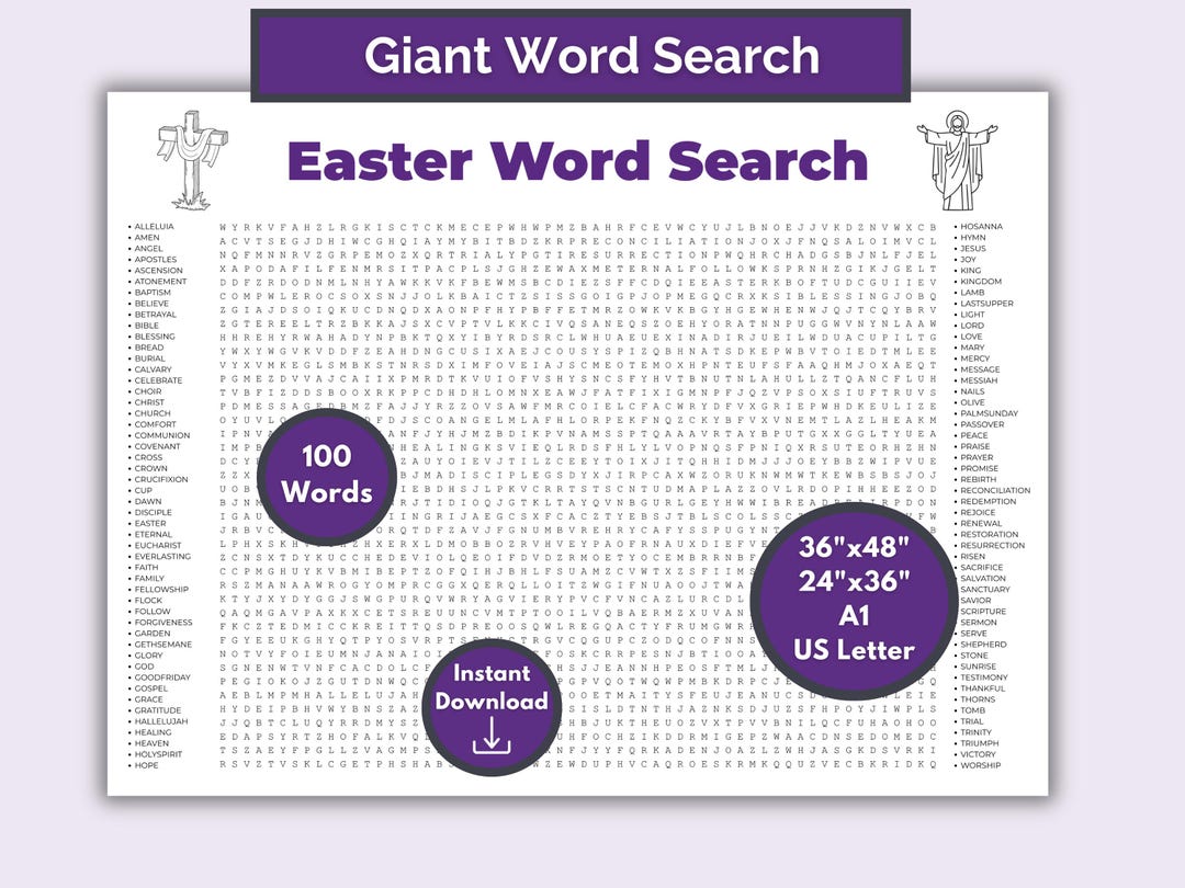 Easter Giant Word Search Puzzle Printable Poster for Wall, Classroom ...