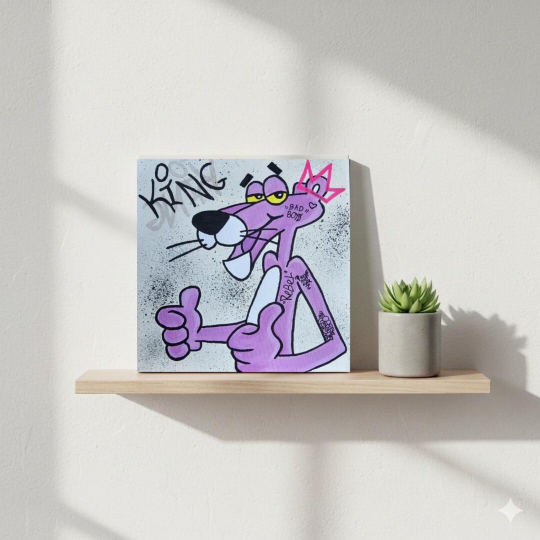 Pink Panther Street Art Painting "king" – Original Graffiti Painting on ...