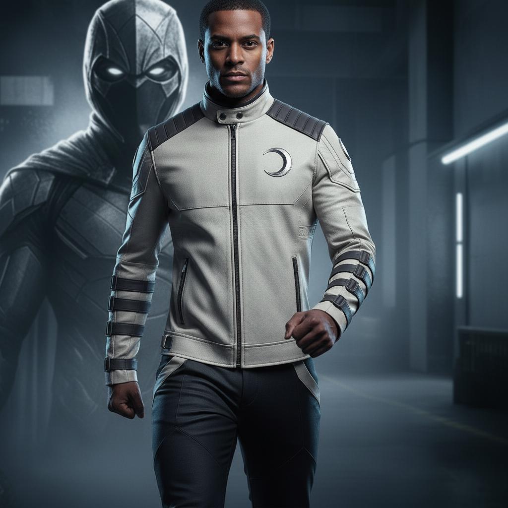 Moon Knight Inspired Leather Jacket | White Grey Hero Style | Handmade ...