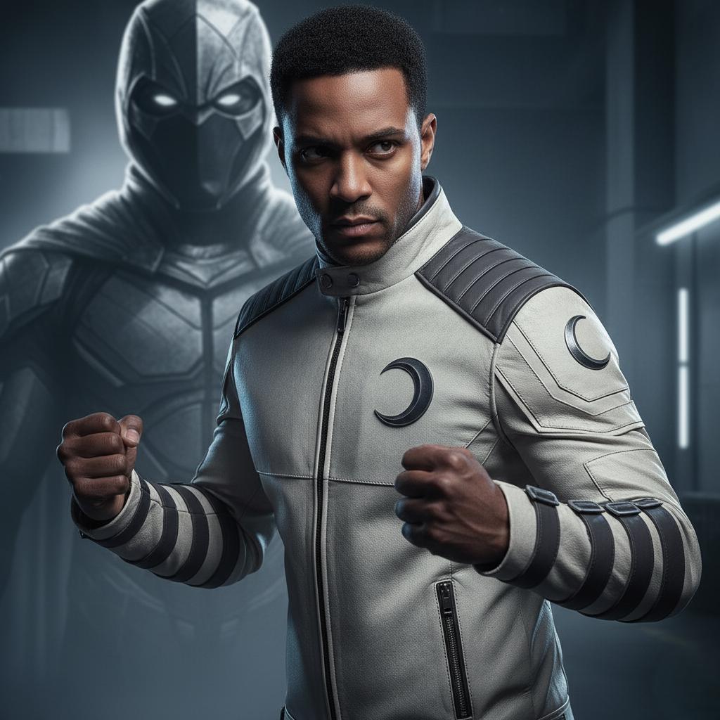 Moon Knight Inspired Leather Jacket | White Grey Hero Style | Handmade ...