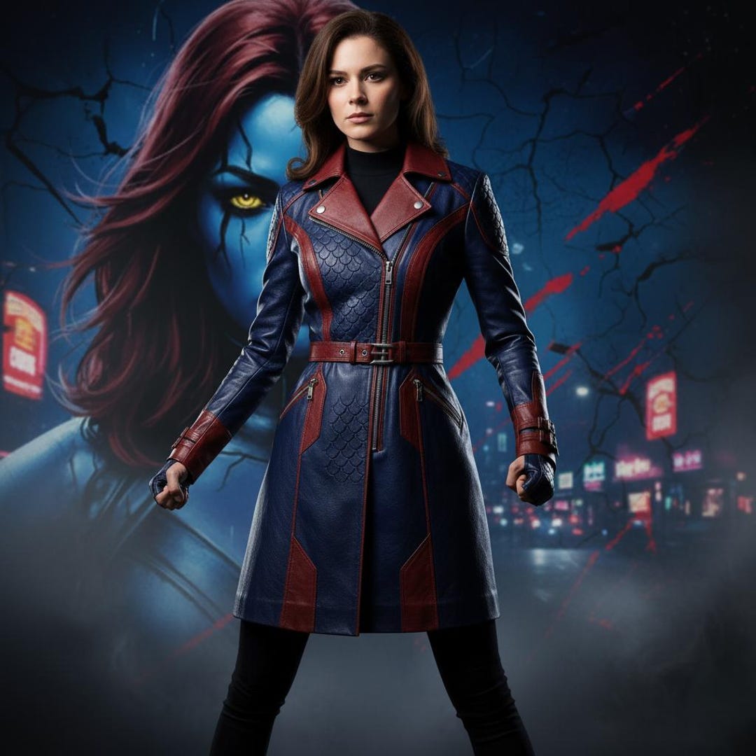 Mystique Inspired Leather Jacket | Blue Hero Style | Handmade ...